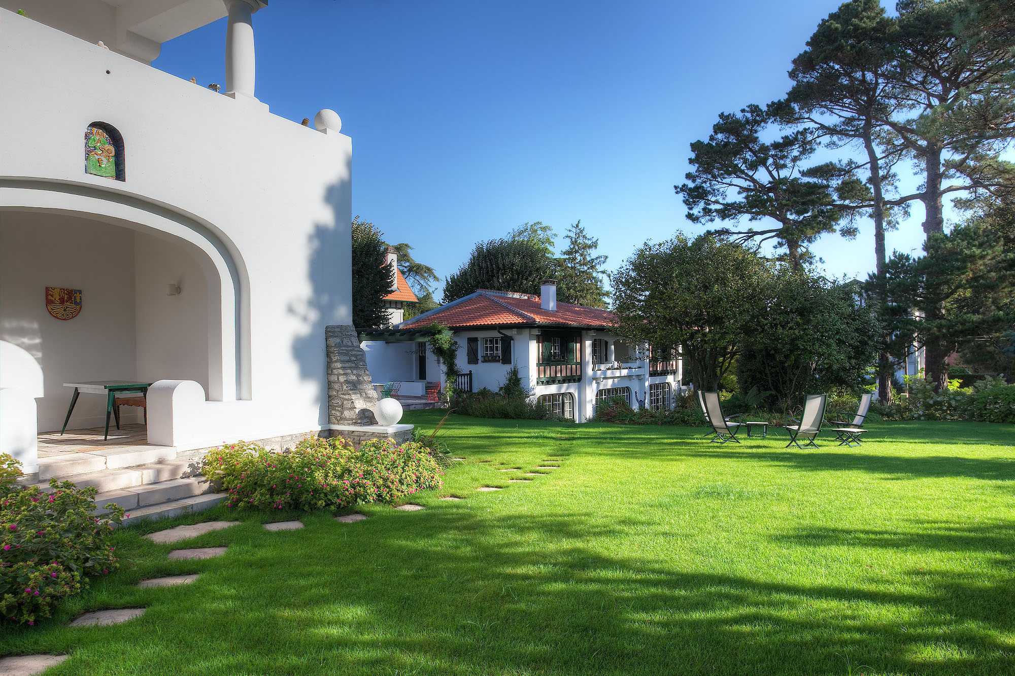 Landscaping around a basque house